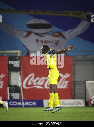 Union's Promise David celebrates after scoring during a soccer match ...