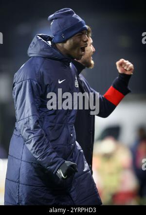 Union's Promise David celebrates after scoring during a soccer match ...