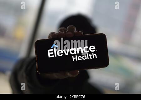 The Elevance Health logo is displayed on a smartphone screen Stock ...