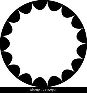 Circle scalloped frame. Scalloped edge round shape border. Simple label ...