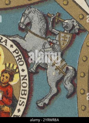 Coat of arms of Lithuania Vytis (Waykimas) with blue shield, bridles ...