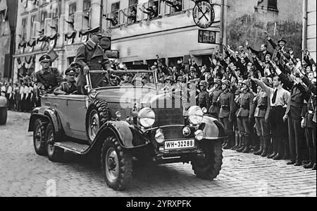 Large crowds of German Czech citizens celebrate as Hitler enters ...