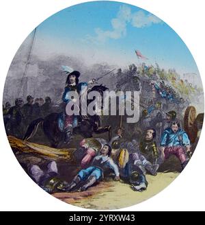 Cromwell in the Battle of Naseby in 1645 by the English historical ...