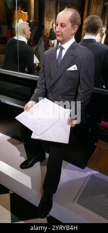 Waxwork figure of Christian Dior (1905 - 1957), French fashion designer ...