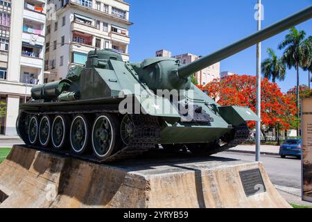 The SAU-100 Tank in front of the Museo de la Revolucion in downtown La ...
