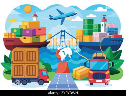Comparison of Export and Import infographics. vector illustration Stock ...