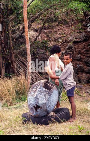 View of Yasawa-i-Rara, a remote village in the Yasawa Islands in Fiji ...