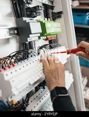 This image showcases intricate electrical wiring inside an equipment ...