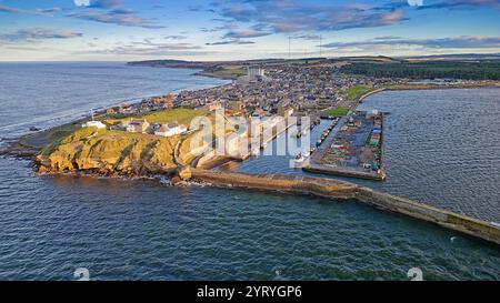 Burghead peninsula Moray Coast Scotland small village and harbour with ...