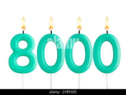 Candles forming the number 8000 - Green background Stock Photo - Alamy