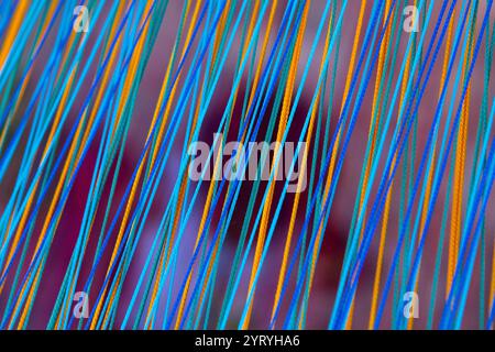 blue-green background of intertwined threads and rows. Banner. Fabric ...