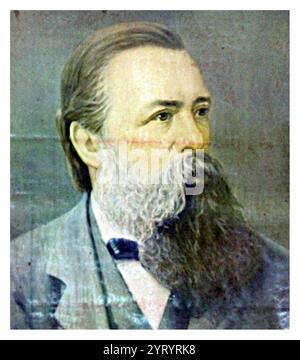 A portrait of Friedrich Engels, co-founder of Marxist theory, is ...