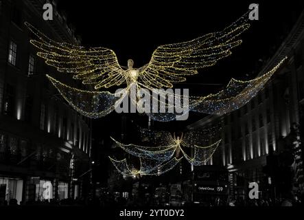 Christmas Lights of Angels above Regent Street, Central London, with ...