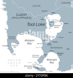 Lake Bombon (Taal) Batangas, Luzon, Philippines, 1885 antique map Stock ...