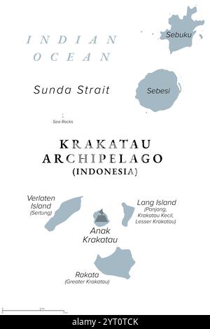 Sunda Strait, Indonesia, political map. Strait between the Indonesian ...