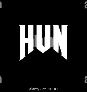 HUN letter logo design for technology company. HUN logo design black ...