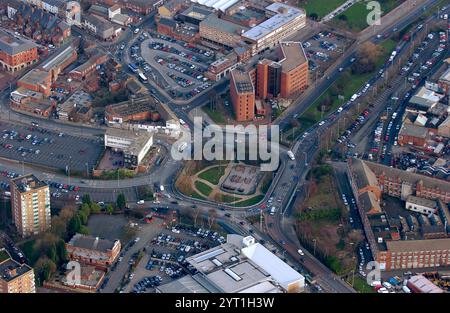 Aerial view of the City of Wolverhampton ring road and St George's ...