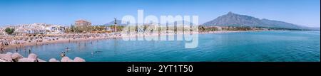 Panoramic view of the beach in Estepona, Andalusia, Spain Stock Photo ...