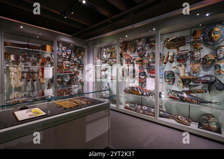 Various First Nations, Northwest Coast objects on display, including ...