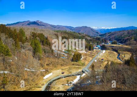 Mountain ranges view near Takayama town in Gifu prefecture, Chubu ...