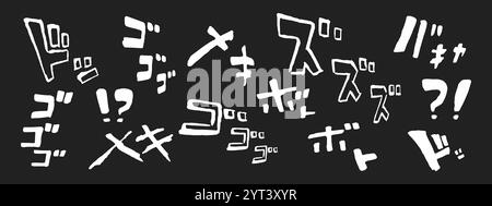 Japanese manga text words with anime emphasis font katakana motion ...