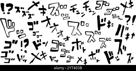 Japanese manga text words with anime emphasis font katakana motion ...