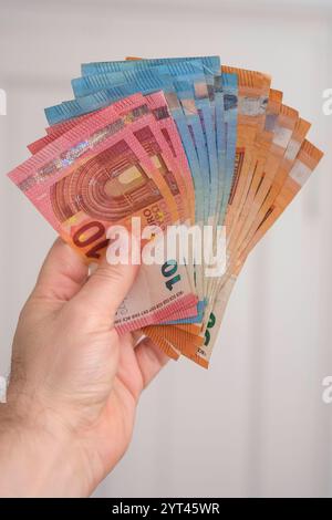 Hand mit aufgefŠcherten Euro-Scheinen *** Hand with euro notes fanned ...