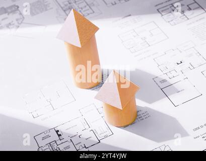Floor plans and building block houses Stock Photo - Alamy