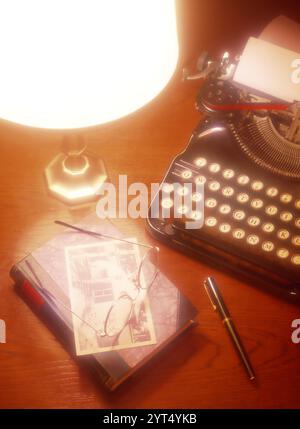 Typewriters and fountain pens Stock Photo - Alamy
