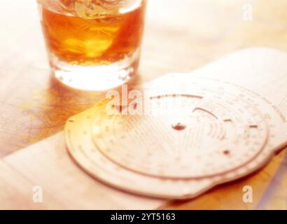 Map, whisky and flight computer Stock Photo - Alamy