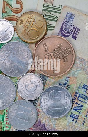 GDR money, coins and banknotes Stock Photo - Alamy