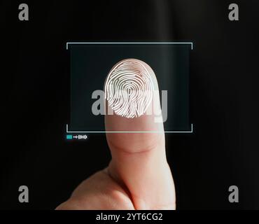 Man scanning fingerprint, closeup. Friction ridges pattern Stock Photo ...
