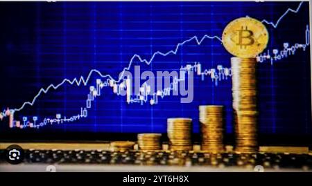 Bitcoin chart showing progress Stock Photo - Alamy