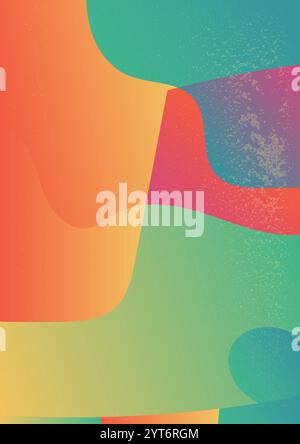 Warm and Cool Retro Gradient with Curvilinear Shapes. Abstract gradient background with flowing ...