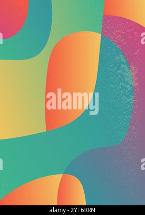 Warm and Cool Retro Gradient with Curvilinear Shapes. Abstract gradient background with flowing ...