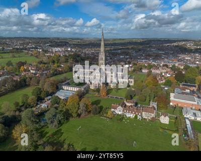 Aerial view of Salisbury Cathedral, formally the Cathedral Church of ...
