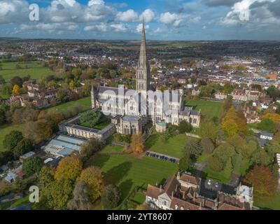 Aerial view of Salisbury Cathedral, formally the Cathedral Church of ...