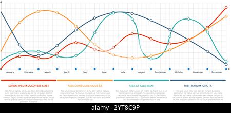 Creating line chart for forecasting business trends flat concept vector ...