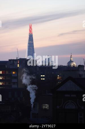 Christmas lights at the top of the Shard, the iconic skyscraper in ...