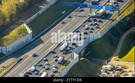 Aerial view, exit Bochum-Wiemelhausen of the A448 motorway, road ...
