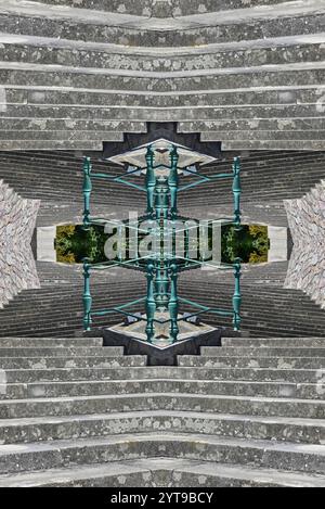 Photo collage stairs green Stock Photo - Alamy