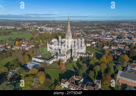 Aerial view of Salisbury Cathedral, formally the Cathedral Church of ...
