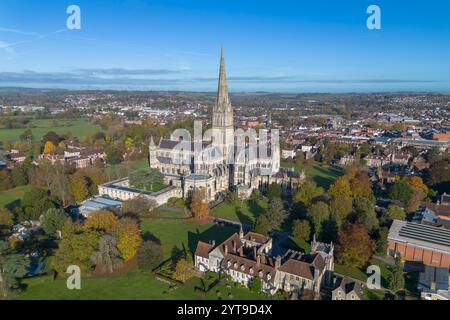 Aerial view of Salisbury Cathedral, formally the Cathedral Church of ...