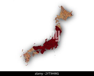 Map and flag of Japan on rusty metal Stock Photo - Alamy