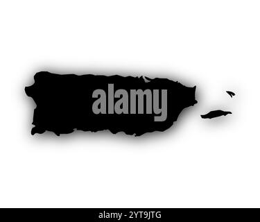 Map of Puerto Rico with shadow Stock Photo - Alamy