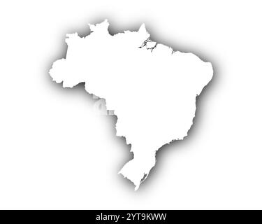 Map of Brazil with shadows Stock Photo - Alamy
