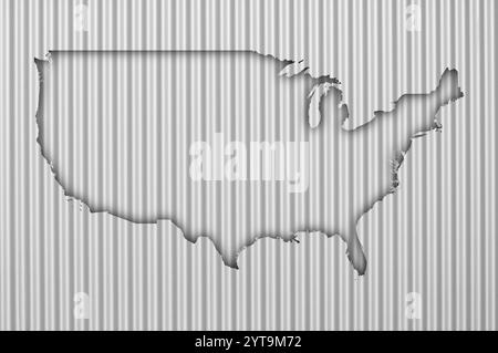 Map of the USA on corrugated iron Stock Photo - Alamy