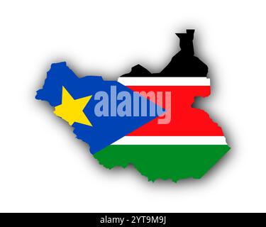 Flag in map of South Sudan Stock Photo - Alamy