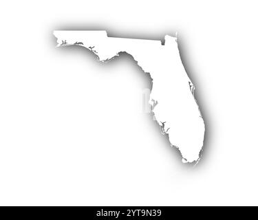 Map of Florida with shadow Stock Photo - Alamy
