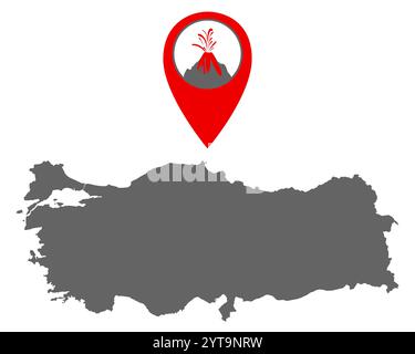 Map of Turkey with volcano Stock Photo - Alamy